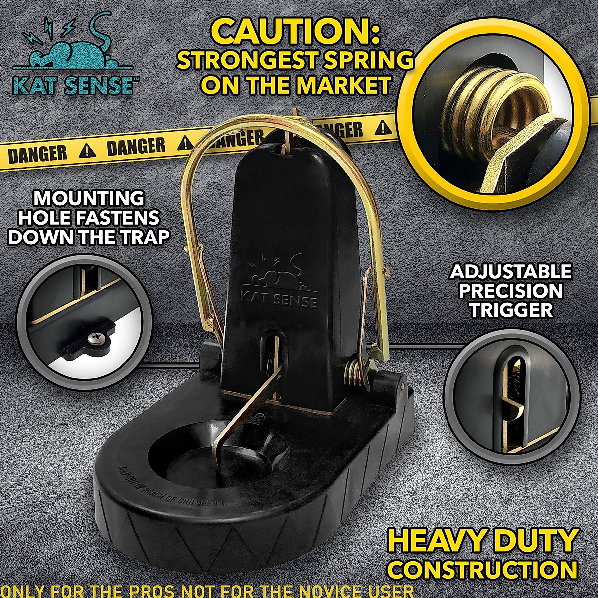Kat Sense XXL Large Rat Traps, Not All Rodent Traps are Created Equal & This Heavy-Duty Spring Trap Will Prove It - Reusable Pest Control Trap for Rats, Squirrels, and Chipmunks 2 Pack