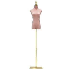 Adult Female Mannequin Dress Form Torso with Adjustable Height Rectangle Metal Base, Detachable Manikin Body Store Display Model for Dress Jewelry Display, Velvet Cover ( Color : Pink , Size : C )