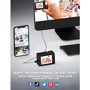 Apexcam 4K 60FPS Action Camera EIS Stabilization 20MP Sports Cam 40M Waterproof Underwater Camera 8X Zoom Support External Mic with Remote Control 2 x 1350mAh Rechargeable Batteries…