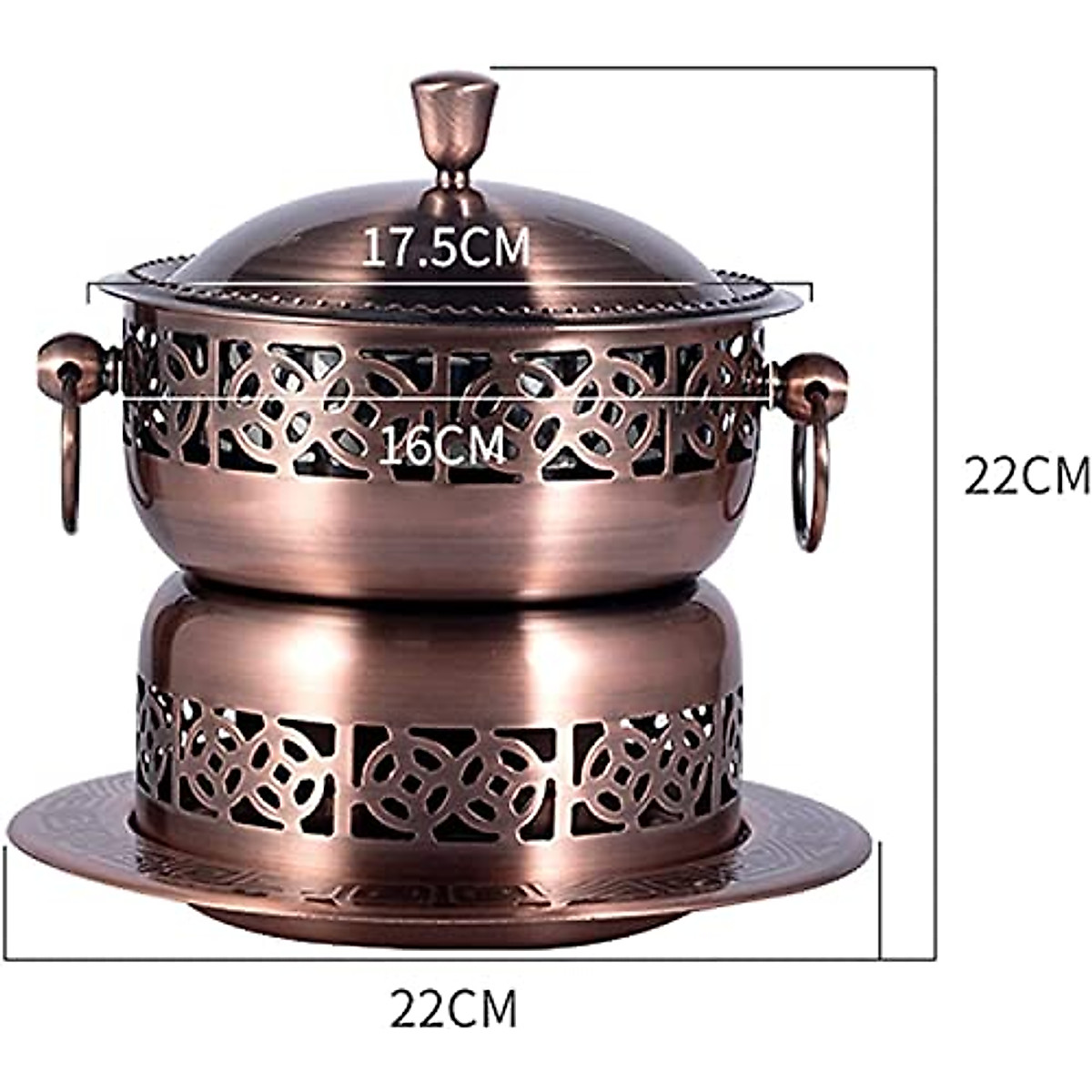 Chafing Dish Buffet Stainless Steel Food Warmer - Soup Pot Cookware with Alcohol Lamp - Shabu-Shabu Chinese Hot Pot -Great for Entertaining Restaurant (Color : Copper)