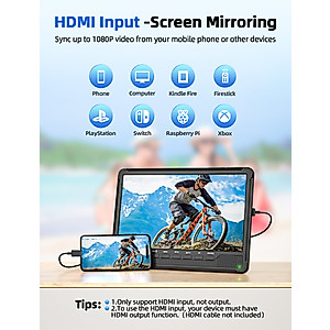 DESOBRY 11.5" Portable TV with Antenna Atsc Tune, 10.5" HD IPS Screen Rechargeable Mini TV Portable with Dual Speaker Stand, Support HDMI USB RCA Input, Small TV for Kitchen Camping Car