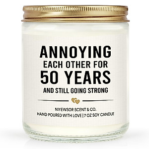 Niyewsor 50th Anniversary Candle, 50th Wedding Anniversary, Gifts for Couple, 50th Anniversary, Gifts for Parents, 50 Years Anniversary, Gifts for Husband, Wife, Him, Her, Friends