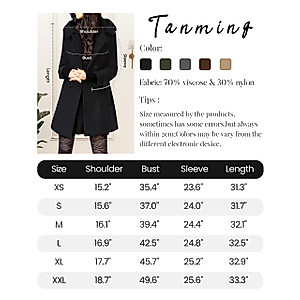 Tanming Women's Warm Double Breasted Wool Pea Coat Trench Coat Jacket with Hood (Black-XXL)