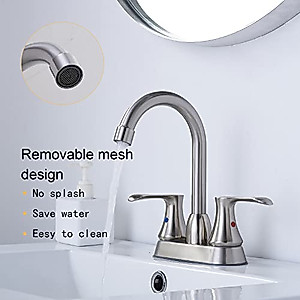 Comllen 2 Handle 4 Inch Brushed Nickel Bathroom Faucet, Modern Camper Centerset Vanity Faucet Brushed Nickel Stainless Steel RV Lavatory Bathroom Sink Faucets 3 Hole