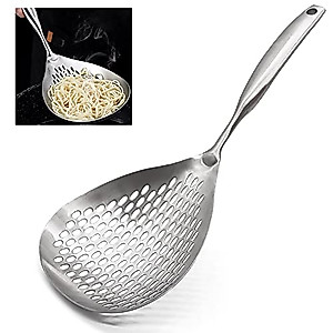 KAYCROWN Skimmer Slotted Spoon, 304 Stainless Steel Skimmer Ladle Skimmer Spoon Spider Strainer for Cooking and Frying, Pasta Strainer Spoon Frying Spoon Kitchen Cooking Colander Spoon