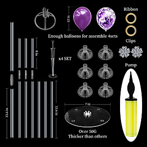 ZJDHPTY Purple Balloon Stand Centerpiece Table Decorations for Birthday Bridal Shower Wedding Engagement Mother's Day Graduation Halloween Party Decorations(Purple set4)