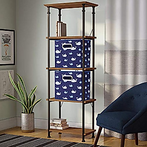 HSDT 13 inch Collapsible Storage Cubes Bins Fabric Storage Boxes Blue Foldable Cube Inserts Storage White Whale Folding Cloth Storage Baskets Drawer Organizer ,QY-SC04-6