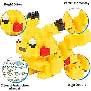 Pocket Monster Micro Building Building Blocks Sets for, 3D Mini Cute Anime Figures Collection Toys 4-PCS Kit Gifts for Adults and Kids