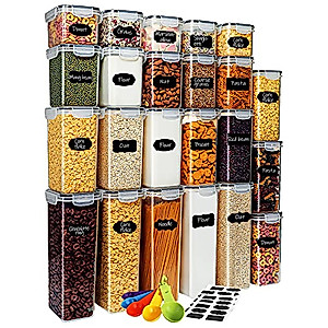 Airtight Food Storage Containers Set, RAZCC 23 PACK Cereal Storage Containers for Kitchen and Pantry Organization BPA Free Kitchen Canisters for Cereal, Rice, Flour & Oats, Free Marker and Labels
