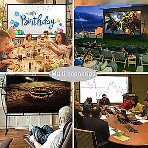 Projector Screen with Stand Foldable Portable Movie Screen 120 Inch（16：9）, HD 4K Double Sided Projection Screen Indoor Outdoor Projector Movies Screen for Home Theater