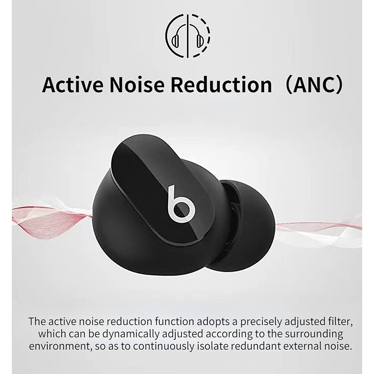 Real Wireless Bluetooth Headset Active Noise Reduction in Ear Sports Headset (Black)