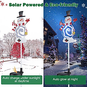 Yescom 8 Packs Solar Snowman Stake Lights Christmas Decor Solar Pathway Lights Waterproof Solar Stakes Lights for Outdoor Patio Garden