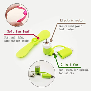 Mini Cell Phone Fan - Colorful and Powerful 2-in-1 Fan for iPhone/iPad/Android Smartphone/Tablet - Cell Phone Summer Accessories - (6-Pack)