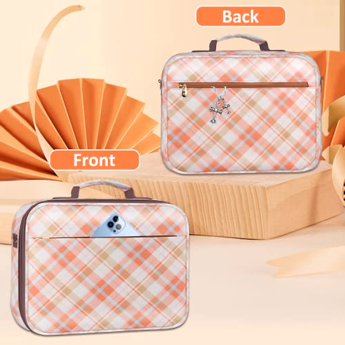 Large Bible Cover with Shoulder Strap, Bible Carrying Case with Handles, Bible Protective with Pen Slots, Bible Book Carrier Bible Accessories, Bible Case for Women, Bible Bag for Girl - Plaid