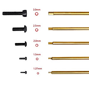 Hobbyfire Titanium 1/4" Drive RC Hex Driver Bit Set 1.27mm 1.5mm 2.0mm 2.5mm 3.0mm Allen Wrench Keys Compatible with Electric Drills Impact Drill (5-Pack)