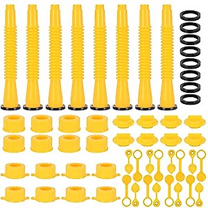 NEAGLORY 8-Kit Gas Can Spout Replacement, Flexible Pour Nozzle with Screw Collar Caps, Spout, Spout Sealing Cap, Extra Rubber Gasket, Replacement Vent Caps Suitable for Most 1/2/5/10 Gal Oil Cans