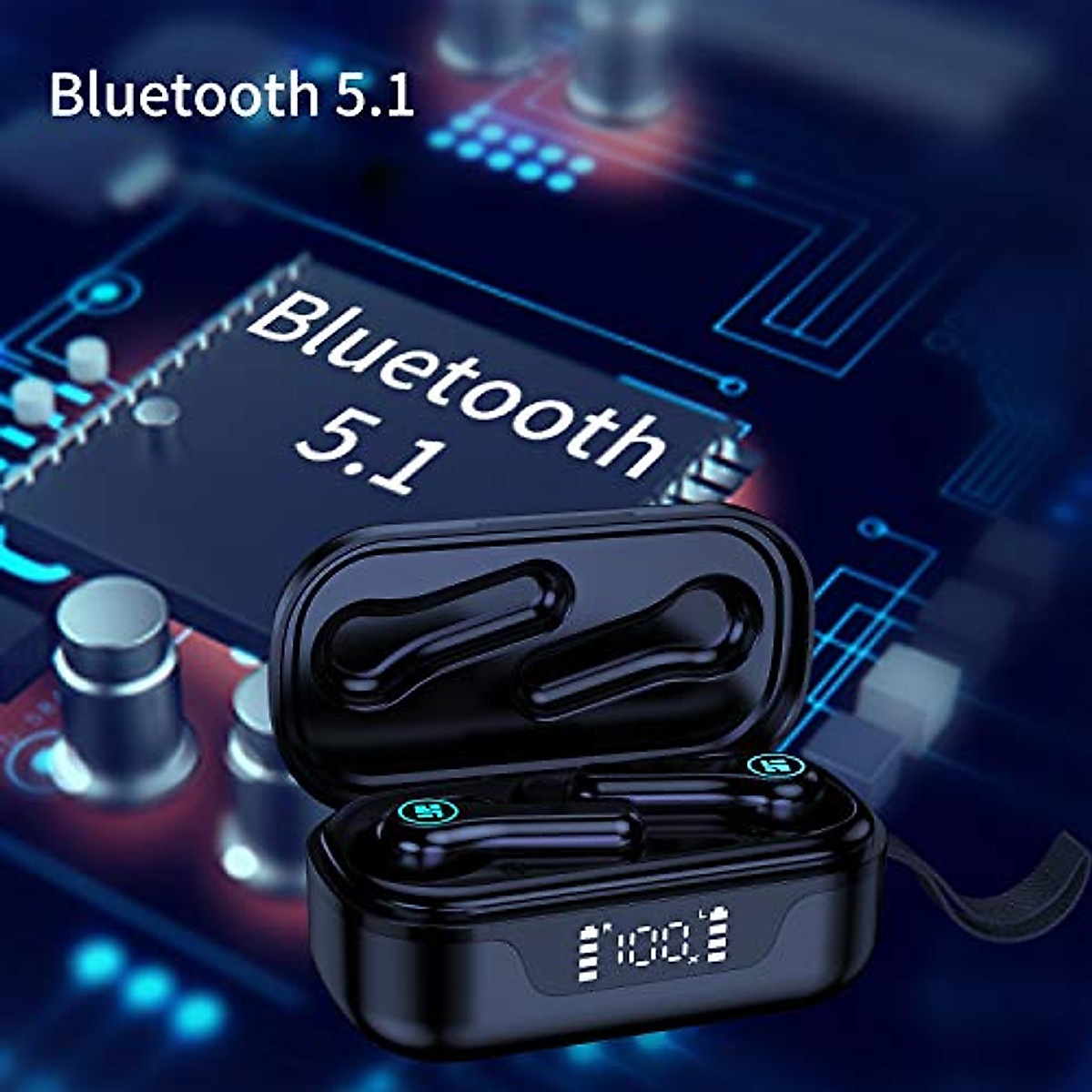 JIECAN True Wireless Earbuds with 2 Mic, CVC 8.0 Noise Reduction, IPX8 Waterproof, Bluetooth 5.1 Earphones in-Ear, Touch Control Stereo Bass Sports Headphones, for Working Home Office (Black-q67)