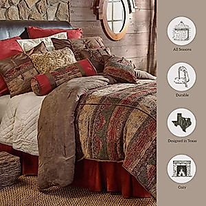 Paseo Road by HiEnd Accents | Sierra 7 Piece Comforter Set, Super Queen, Faux Suede Western Rustic Cabin Lodge Luxury Bedding Set, 1 Comforter, 1 Bedskirt, 2 Pillow Shams, 2 Accent Pillows, 1 Neckroll
