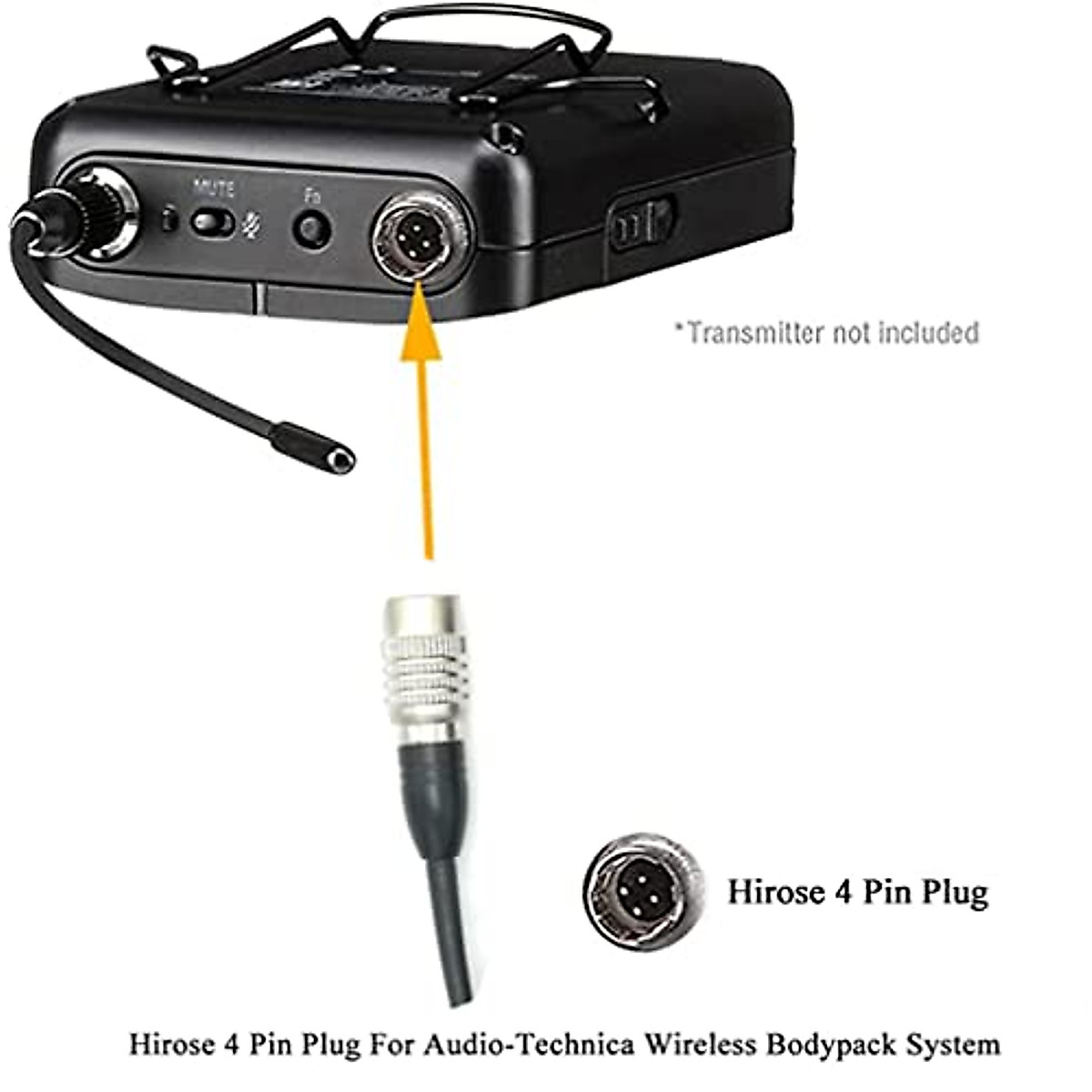 Black Hirose 4 pin Tie Clip Lapel Voice Lavalier Mini Microphone for Audio Technica Wireless Bodypack