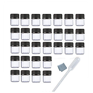 ELFENSTALL 50pcs 1ML 1/4 Dram Mini Clear Glass Essential Oils Vial Small Sample Bottles with Black Caps for Essential Oils Chemistry Lab Chemicals Colognes & Perfumes Pipette droppers as Gift