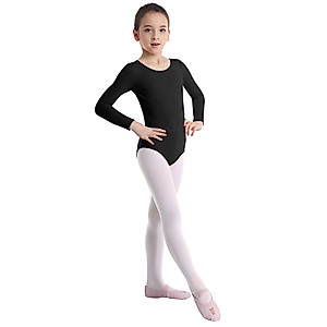 Jizyo Kids Girls Long Sleeve Gymnastics Leotard Stretchy Basic Ballet Dance Leotard Athletic Top Bodysuit Unitard Activewear Black 8 Years