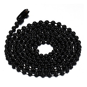 SINLEO Titanium Stainless Steel 2.4MM Small Beads Ball Chain Necklace for Men Women Black 3MM 36 Inches