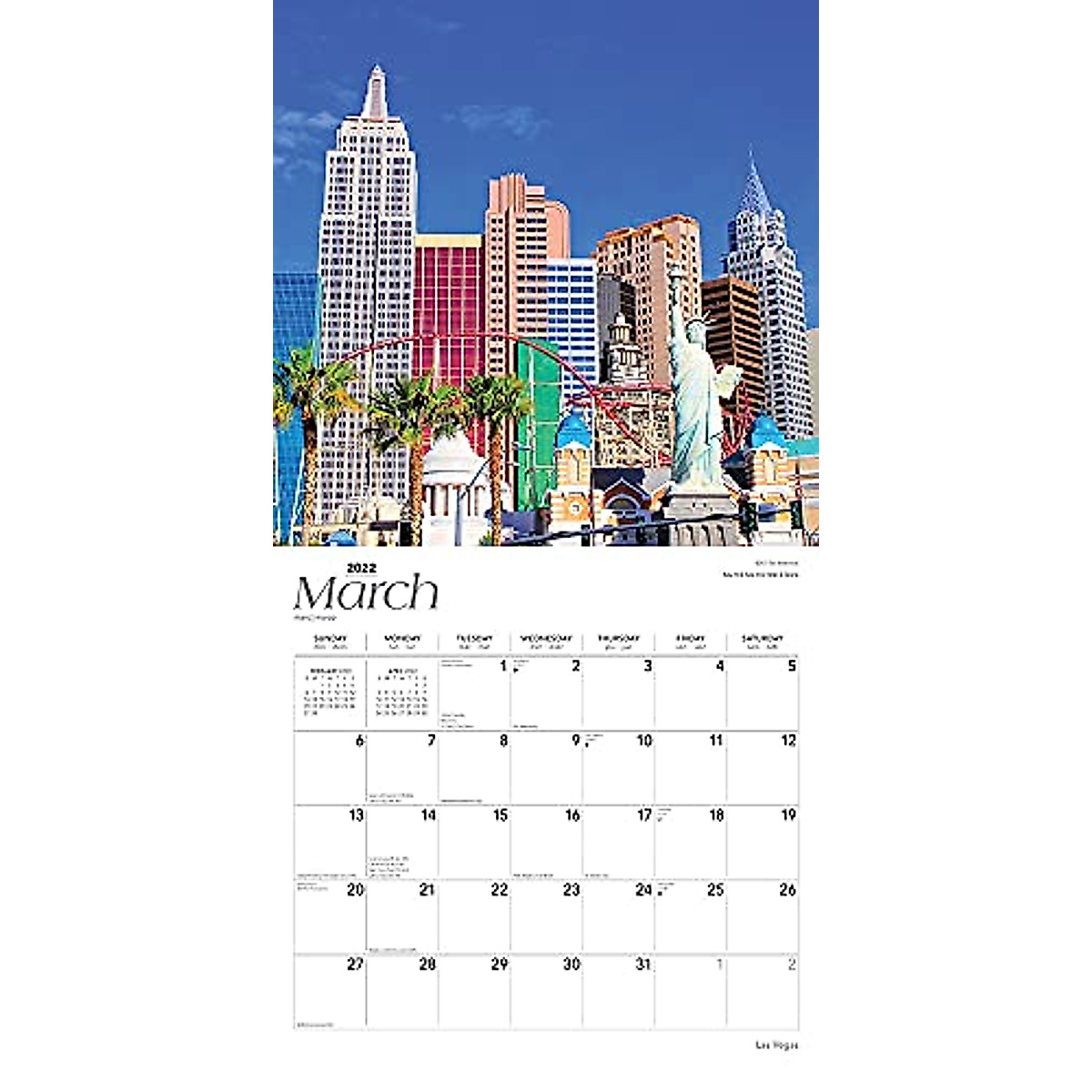 Las Vegas 2022 12 x 12 Inch Monthly Square Wall Calendar with Foil Stamped Cover, USA United States of America Nevada Rocky Mountain City