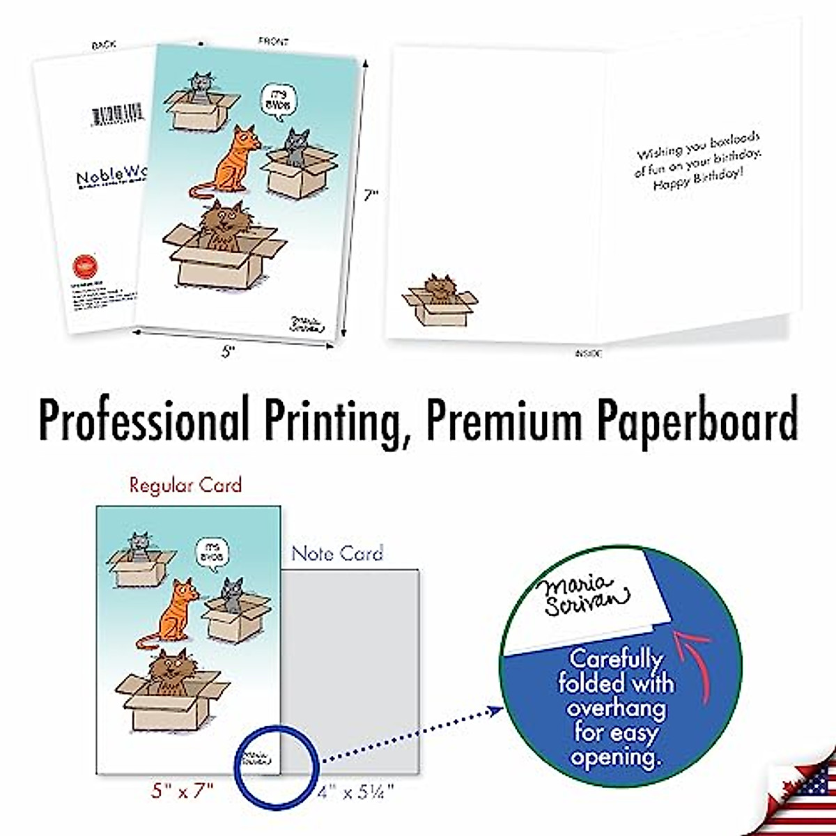 NobleWorks - 1 Happy Birthday Cartoon Greeting Card - Funny Notecard with Envelope, Comic Stationery - Bring Your Own Box C7278BDG