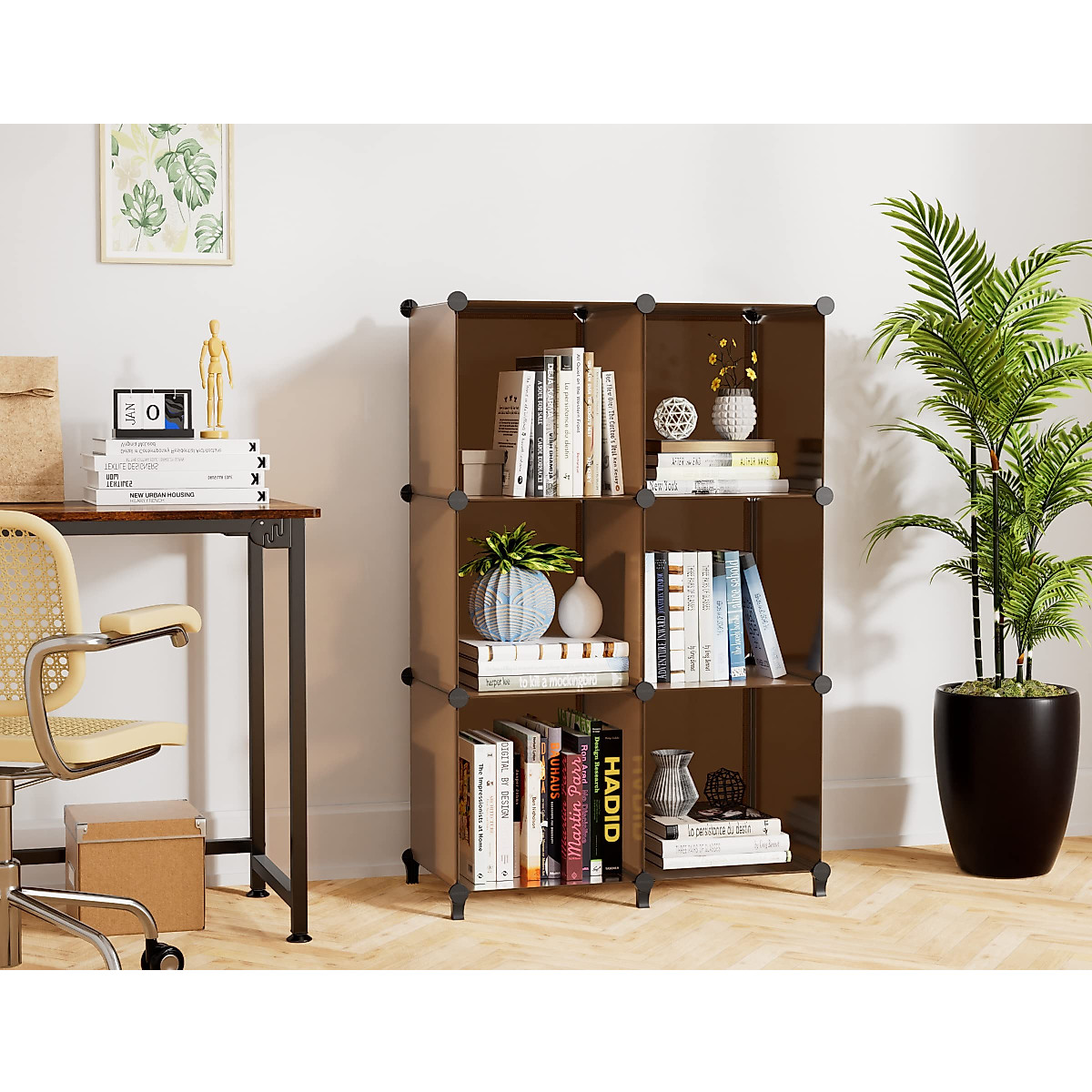 6-Cube Storage Organizer, Closet Organizer Storage Shelf Bookcase Bookshelf with Metal Hammer, Storage Cubes Organizer Cabinet for Kids, Closet, Bedroom, Bathroom, (11.8x11.8x11.8 inch)