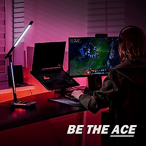 Yeslamp LED Desk Lamp with 10W Wireless and 24W USB-C Fast Charging, Ace RGB Dynamic, Natural Spectrum Desk Light,6 RGB Lighting Modes/Music Rhythm, Perfect for Gaming Setup, Live Video, Study, Home