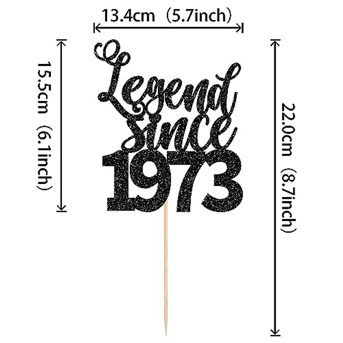 1 PCS Legend Since 1973 Cake Topper 50th Birthday Cake Pick Fifty Hello 50 Funny 50 and Fabulous Cake Decoration for 50th Wedding Anniversary Birthday Party Cake Decorations Supplies Black