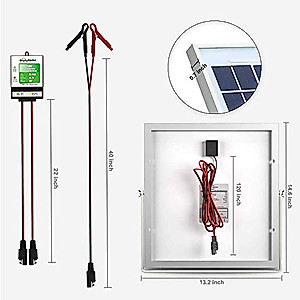 SOLPERK 20W Solar Panel，12V Solar Panel Charger Kit+8A Controller， Suitable for Automotive, Motorcycle, Boat, ATV, Marine, RV, Trailer, Powersports, Snowmobile etc. Various 12V batteries. (20W Solar