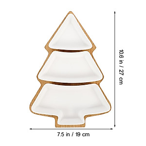 Angoily Christmas Tree Shaped Platter Ceramic Christmas Serving Tray Dishes for Entertaining, Food Serving Platter with Base for Appetizer, Snacks, Fruit, Candy Dessert for Xmas Party, White