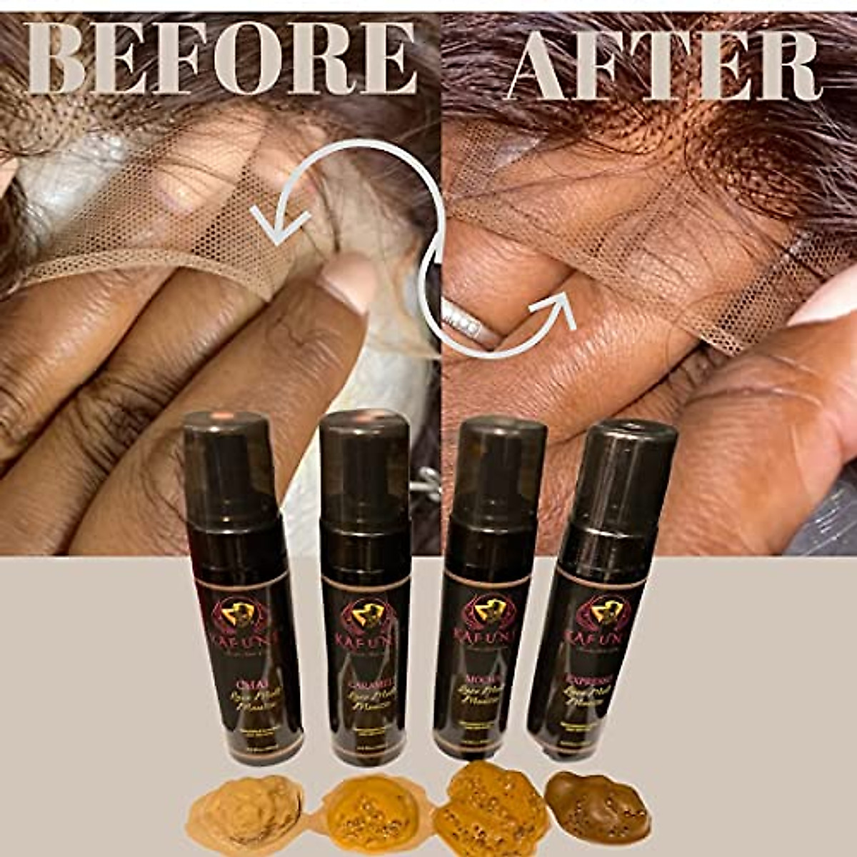 Kafune Tint Melting Mousse – Concealer for Lace Wigs, Hair Wigs, Toupees and Hair Pieces – Natural Finishing Edge Control – Melt and Form Hair – Quick Drying – 6.8 Fl oz – Mocha Medium Brown