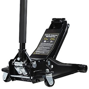 3 Ton Heavy Duty Low Profile Steel Floor Hydraulic Car Jack Stands Tool, Black