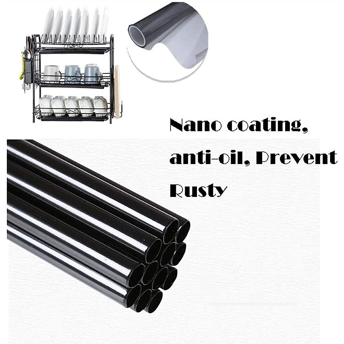 Plate Rack Draining Dish Rack Black Double Stainless Steel Dish Rack Drying Rack Utensil Holder Cutting Board Holder And Dish Drainer Pan Plate Holder