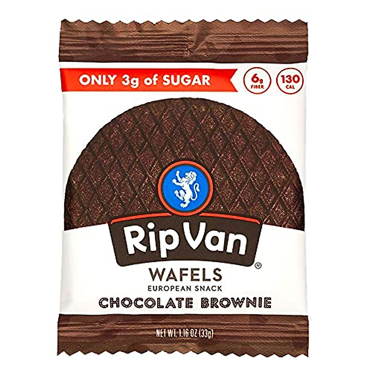 Rip Van Wafels Chocolate Brownie Stroopwafels - Healthy Snacks - Non GMO Snack - Keto Friendly - Office Snacks - Low Sugar (3g) - Low Calorie Snack - 1.16 Ounce (Pack of 12)