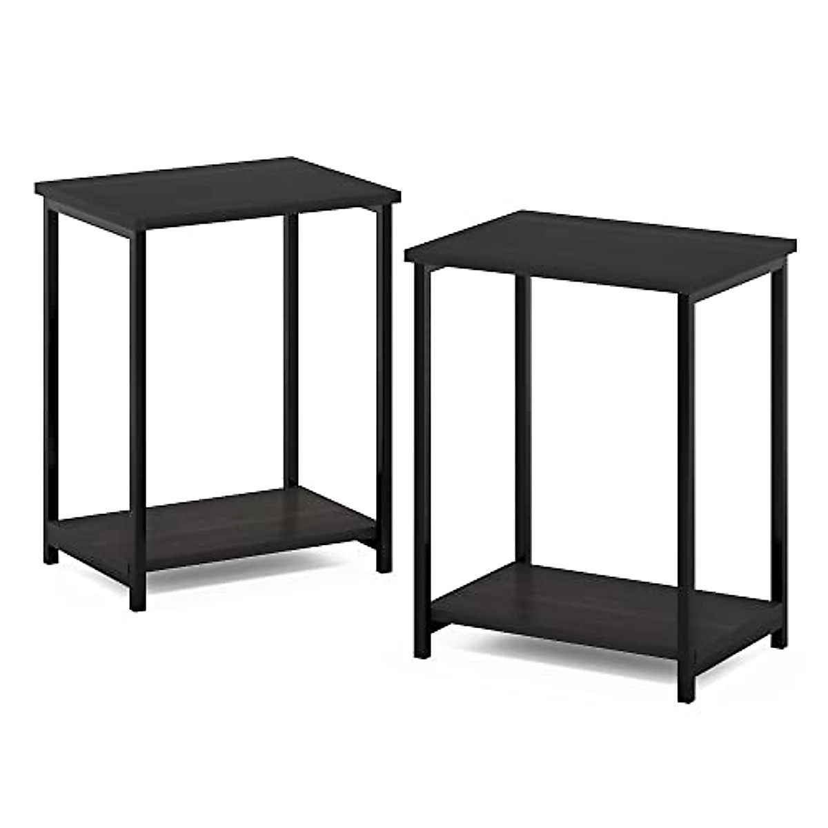 Furinno Simplistic Metal Frame End Table, 2-Pack, Espresso