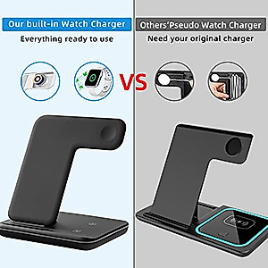 3 in 1 Fast Wireless Charging Station for iPhone/iWatch/Airpods, Wireless Charger Stand for iPhone 14/13/12/11/Pro Max/X/Xs Max/8/8 Plus, iWatch Series 8/7/6/5/SE/4/3/2, AirPods 3/2/pro (Z5A,Black)