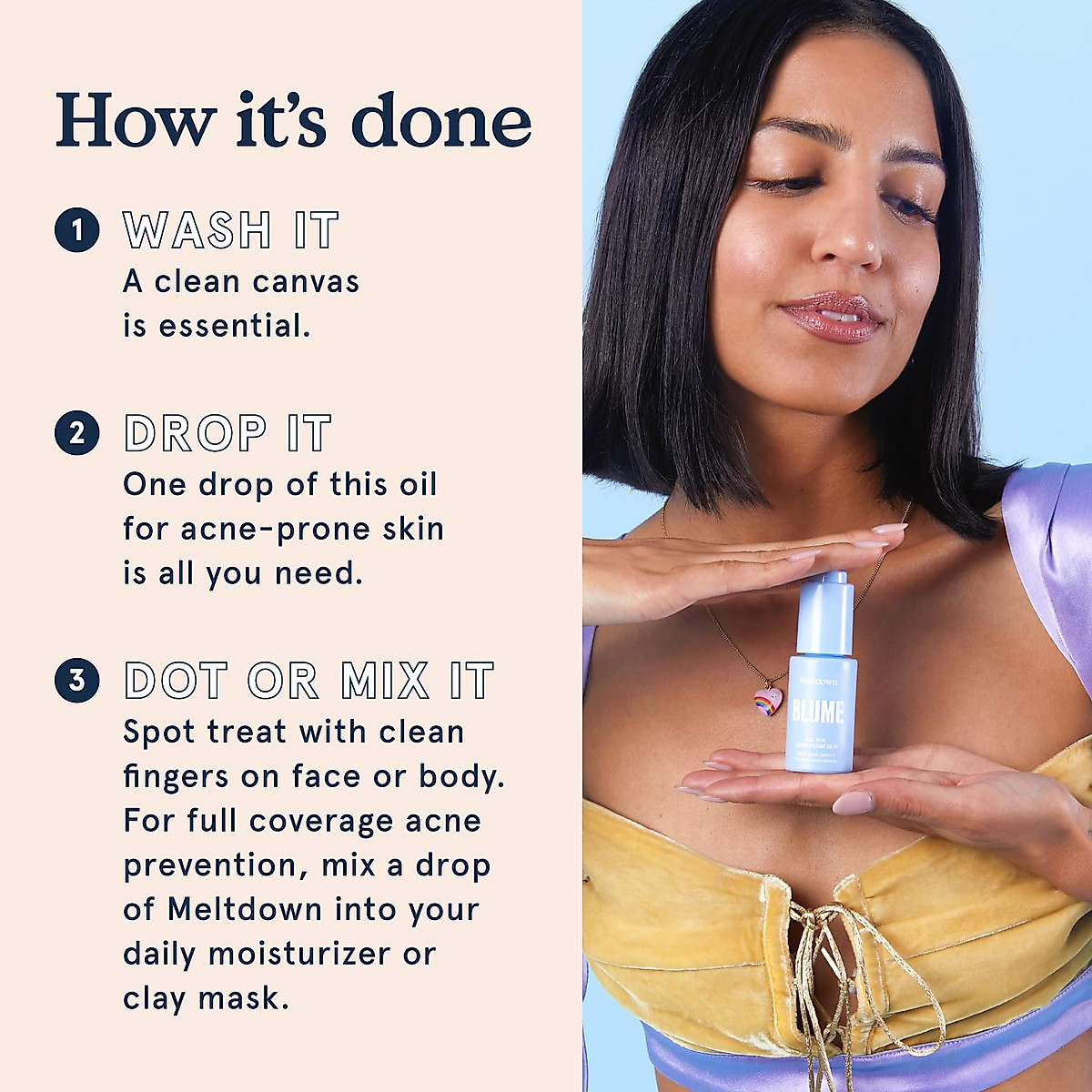 Blume Meltdown - Blue Tansy Face Oil - Acne Treatment + Pore Minimizer - Skin-Smoothing Face Serum with Black Cumin Seed & Rosehip Oil - Helps Calm Redness and Improve Texture (0.5 oz)