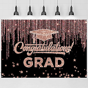 INNORU Congratulations Grad Graduation Backdrop Banner, Graduation Photography Backdrop Poster Durable Fabric Finally Done Banner Graduation Party Decorations Photo Booth Props 6x4ft Rose Gold