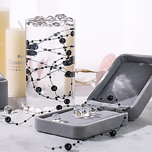 DOMESTAR 20PCS Black Candle Floating Vase Fillers, Floating Pearl Beads Strings Faux Pearls Beads and 4,000PCS Water Gel Beads, Vase Fillers No Hole Vase Pearls for Centerpiece