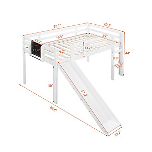 Yehha Twin Loft Bed, Twin Size Loft Wood Bed with Chalkboard & 3 Step Staircase Storage & Safety Rails for Kids Boys Girls Teens, White