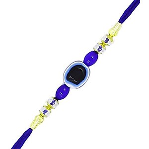 Handmade Evil Eye Rakhi Raksha Bandhan Rakhi for Brother | Designer Rakhi Bracelet Handmade Rakhi | Rakhi for Brother made Kundan Multicolor Beads for Indian Festival Raksha Bandhan (Design2)