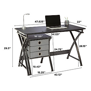 Realspace® X-Cross 48"W Computer Desk With File Cabinet, Black