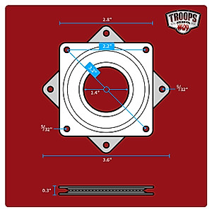 Lazy Susan Rotating Turntable Bearing Hardware 2.8-Inch Square Ball Bearing Swivel Plates Heavy-Duty Steel 200-lb Load Capacity, 5/16-Inch Thick, 2-Pack