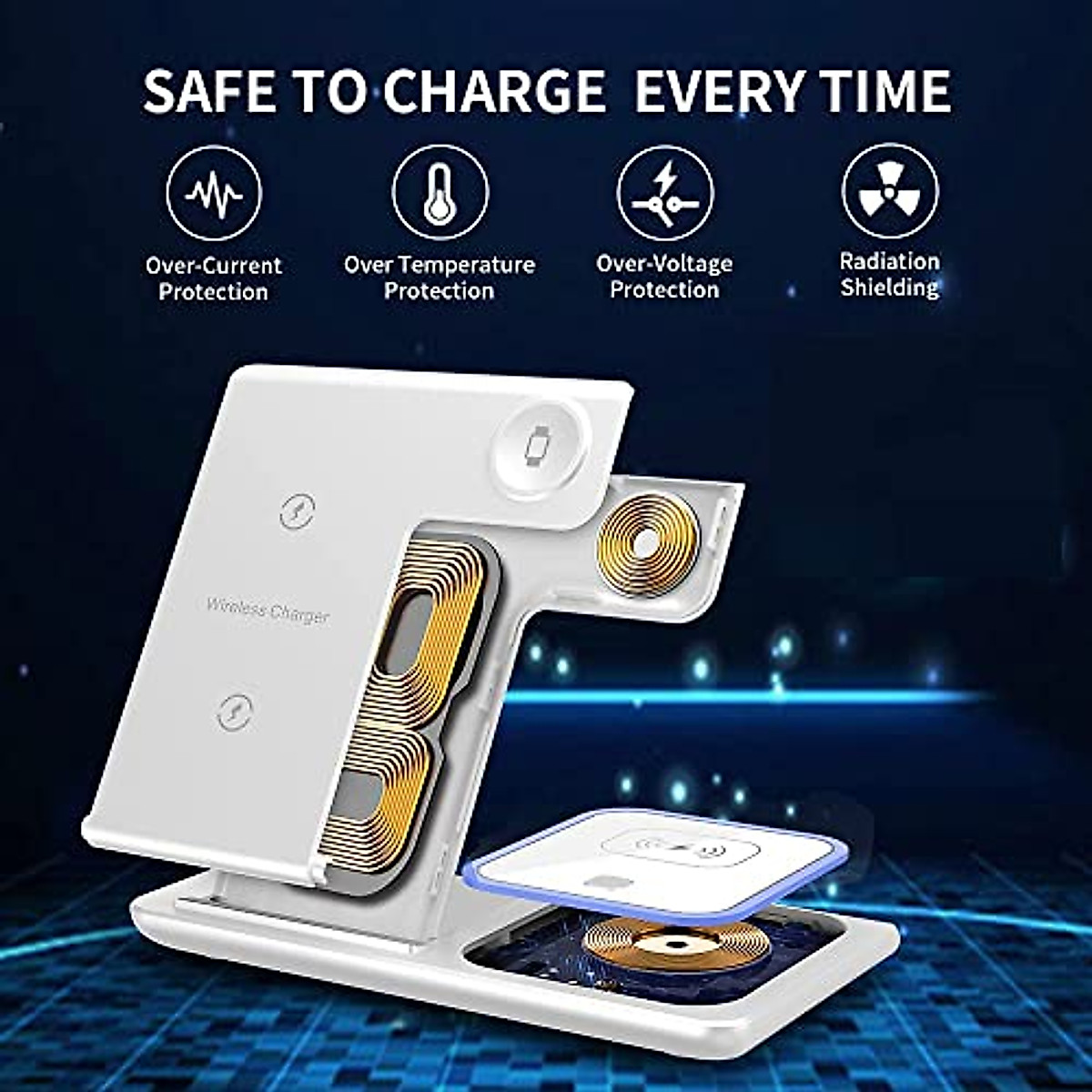 Foldable Wireless Charger, Veernoo 3 in1 Fast Wireless Charger Station for AirPods Pro/2 Apple Iwatch7/ 6/SE/5/4/3/2/1,iPhone 14/13/12/11 Series/XS MAX/XR/XS/X/8/8 Plus