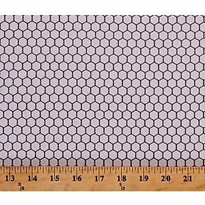 Cotton Chicken Wire Poultry Fence Country Farming Netting Hexagons White Landscape Cotton Fabric Print by The Yard (355WHITE)