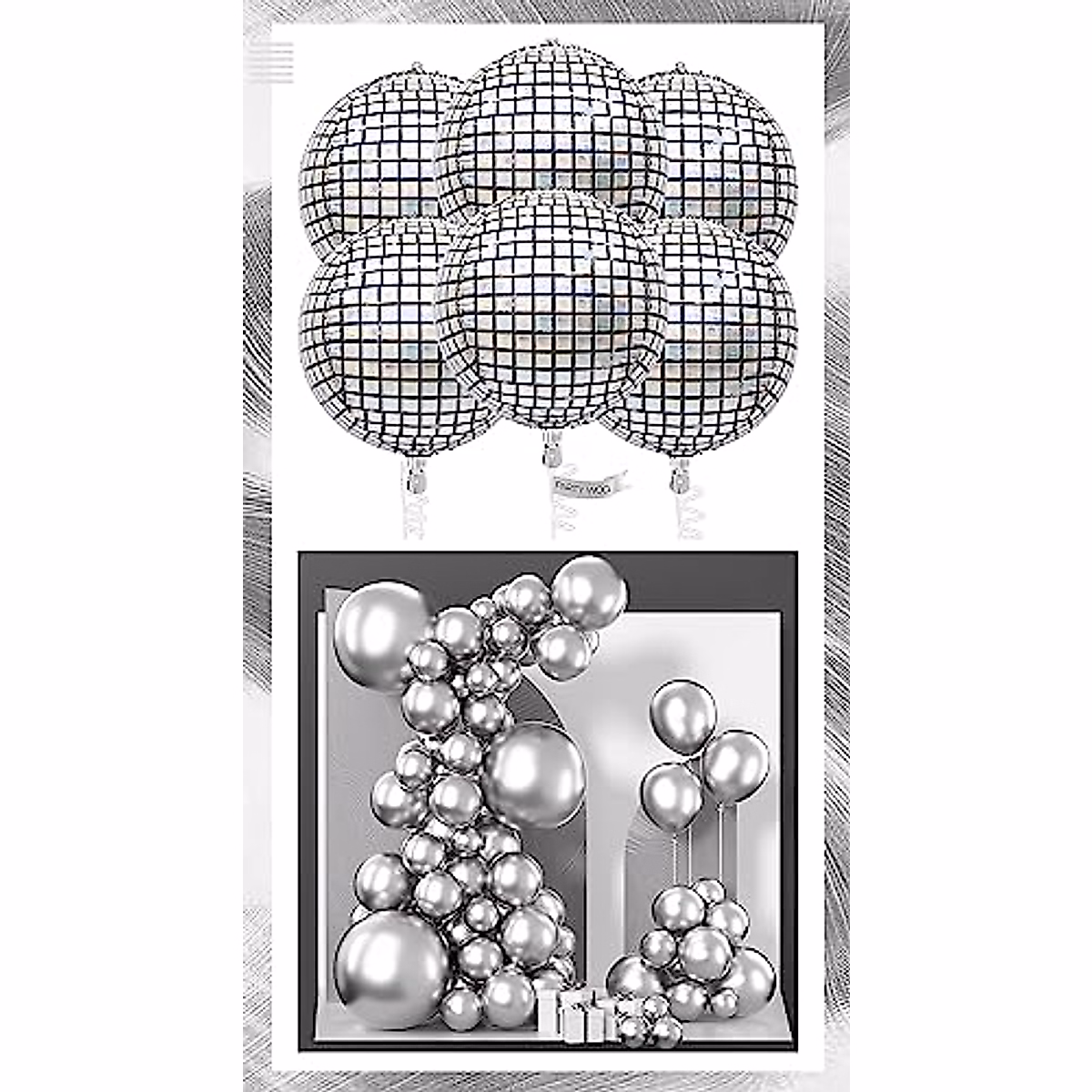 PartyWoo Metallic Silver Balloons 85 pcs and Disco Silver Foil Balloons 6 pcs