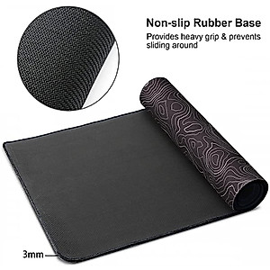 AQQA Large Mouse Pad Mat (35x17 in) Extended XXXL Gaming Mouse Pad with Non-Slip Rubber Base,Background Topographic Map Lines Contour Geographic for Gaming Office Laptop Computer Men Women